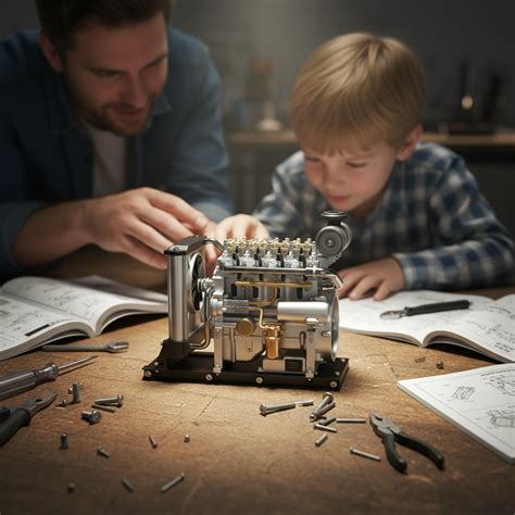 Teching 1 10 Full Metal Mini L4 Diesel Engine Model Kit Diy 4 Cylind Enginekitor