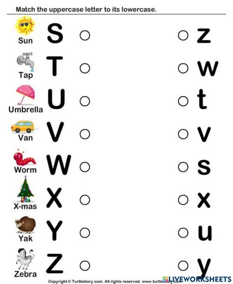 Matching จับคู่ตัวอักษรพิมพ์ใหญ่ กับตัวพิมพ์เล็ก S Z Online Exercise For Live Worksheets