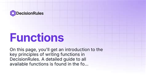 Functions Decisionrules