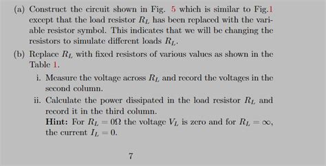 Solved Figure 5 Circuit With RL Replaced By A Variable Chegg Com