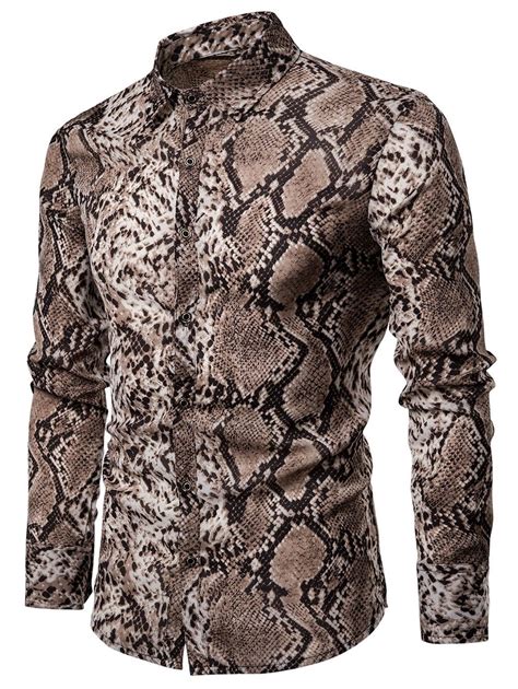 Python Print Flowy Shirt Multi B 5l25050313 Casual Shirts Slim