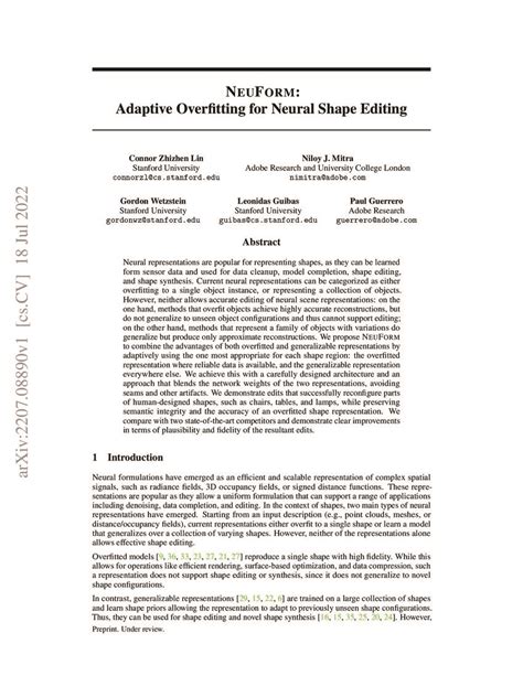 Neuform Adaptive Overfitting For Neural Shape Editing Deepai
