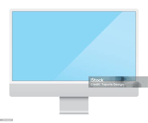 흰색 배경에 고립 된 현대 Pc 디스플레이 세련된 광택 모니터 벡터 일러스트 레이 션 0명에 대한 스톡 벡터 아트 및 기타