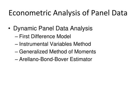 Ppt Econometric Analysis Of Panel Data Powerpoint Presentation Free Download Id750186