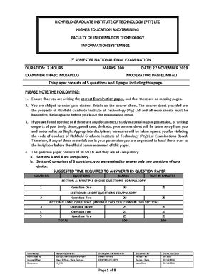 Information Systems 511 Faculty Of Information Technology Information