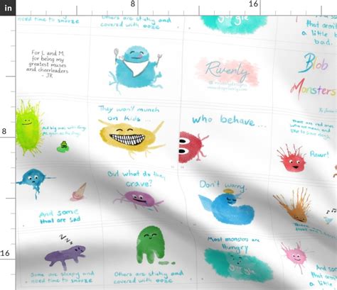 Blob Monsters Cloth Story Book Fabric Spoonflower