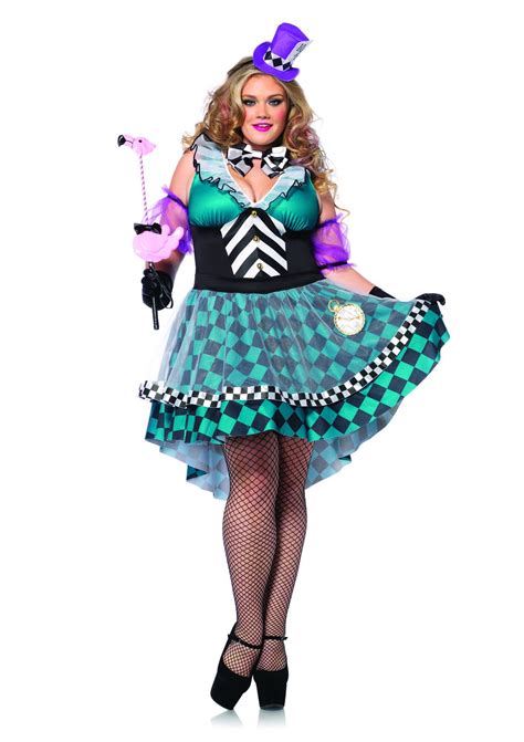 Leg Avenue Womens Plus Size 4 Piece Manic Mad Hatter Plus Size