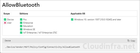 Disable Bluetooth On Windows Using Intune