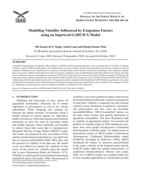 Pdf Modelling Volatility Influenced By Exogenous Factors Using An Improved Garch X Model