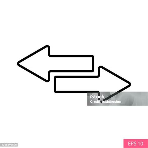 웹 사이트 디자인 앱 Ui 흰색 배경에서 격리된 라인 스타일 디자인의 왼쪽오른쪽 방식으로 화살표 벡터 아이콘입니다 편집 가능한 스트로크 Eps 10 벡터 일러스트레이션
