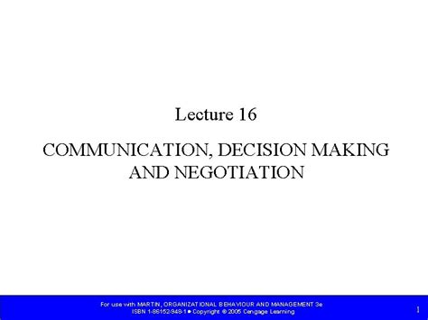 Lecture 16 Communication Decision Making And Negotiation For