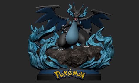 Stl File Pokemon Mega Charizard X Figure 🐉・3d Printable Model To