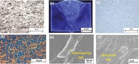 A Base Metal Microstructure B Weld Macrograph C Reheated Zone Download Scientific
