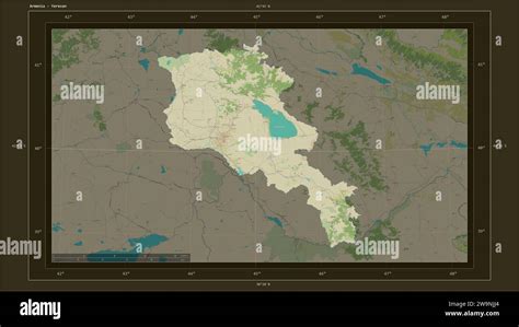 Armenia Highlighted On A Topographic Osm Humanitarian Style Map Map With The Countrys Capital