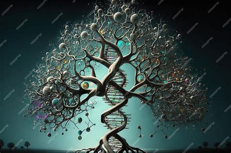 Premium Ai Image Tree With A Trunk In The Shape Of A Dna Helix Generated By Ai
