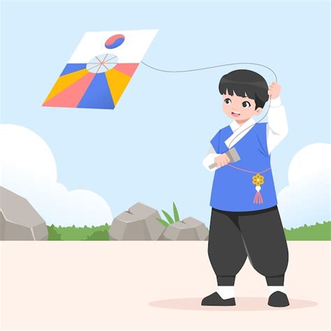 손으로 그린 한국 게임 일러스트레이션 무료 벡터