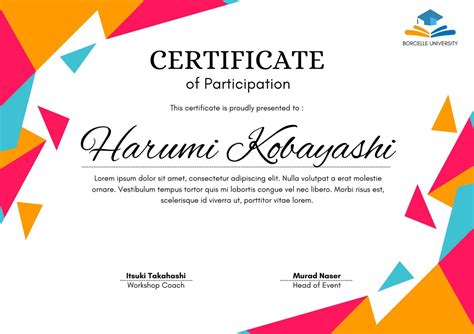 Certificate Of Participation Template In Microsoft Word Professional