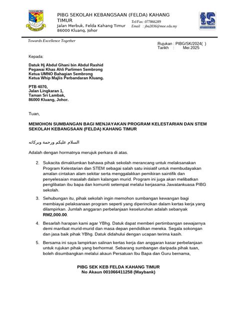 Surat Mohon Sumbangan Mesyuat Agung Pibg Docx Chck Pdf