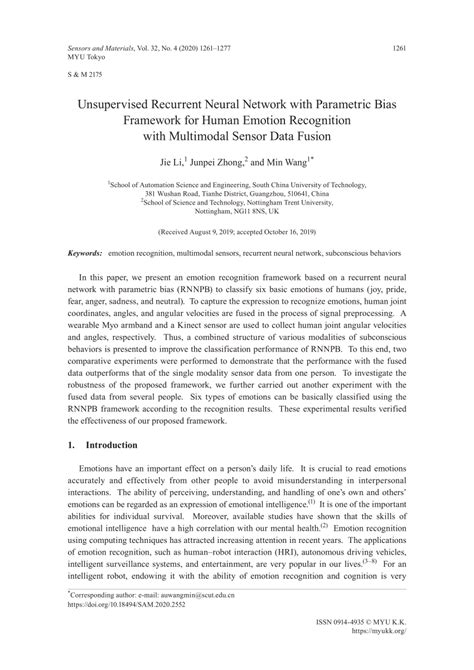 Pdf Unsupervised Recurrent Neural Network With Parametric Bias