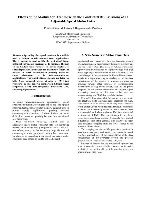 Pdf Effects Of The Modulation Technique On The Conducted Rf Emissions