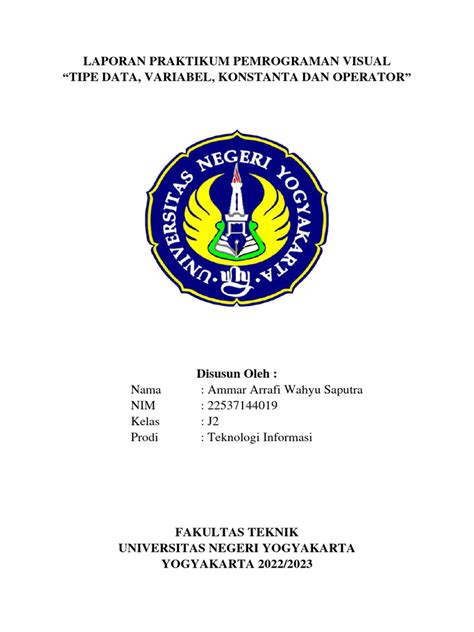 Ammar Arrafi Wahyu Saputra Tipe Data Variabel Konstanta Dan