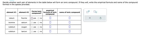 [get Answer] Decide Whether Each Pair Of Elements In The Table Below