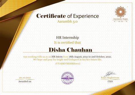 Disha Chauhan On Linkedin Internship Hr Universaltribes