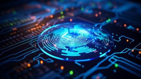 Blue Glowing Cyber Security Fingerprint Concept National Cyber Security Awareness Month Stock