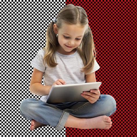 Premium Psd Girl Playing With A Tablet