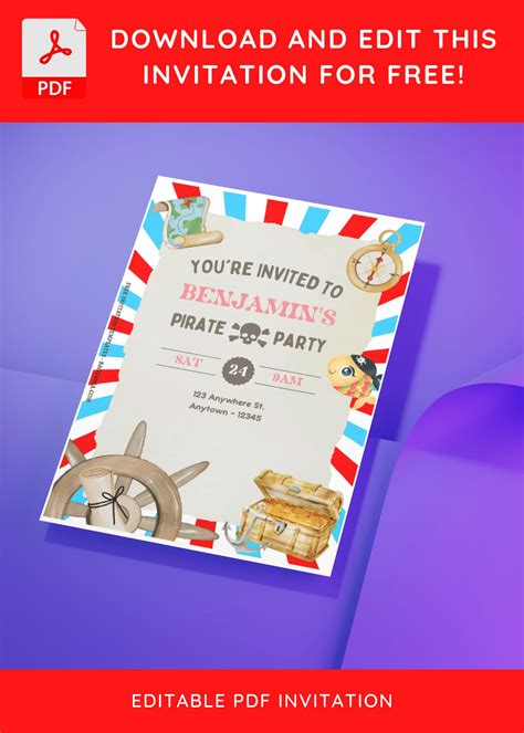 Free Editable Pdf Swashbuckling Pirate Birthday Party Invitation