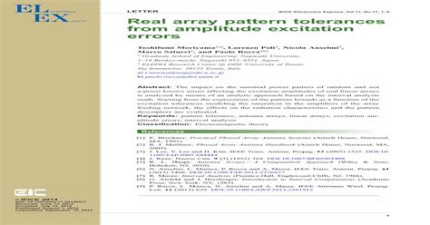 Pdf Real Array Pattern Tolerances From Amplitude Excitation Errors · Marco Salucci2 And Paolo