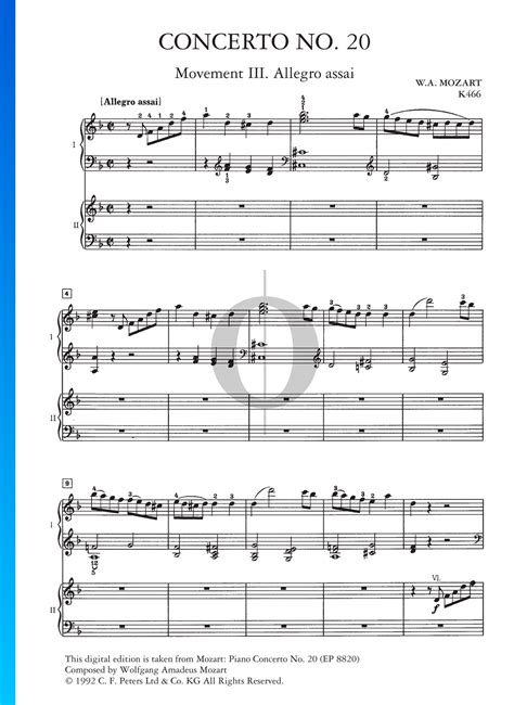 Piano Concerto No 20 In D Minor K 466 3 Allegro Assai Wolfgang