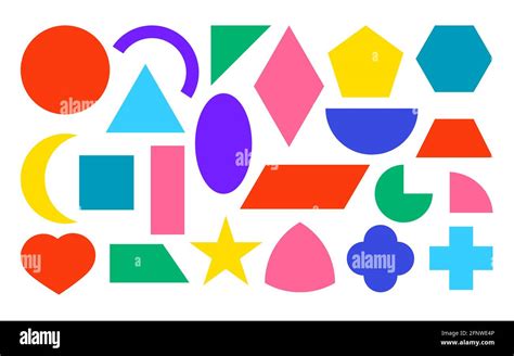 Colored Geometric Basic Shapes Icons Set Flat Square Circle Oval