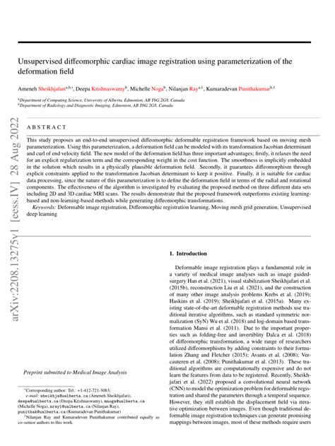 Pdf Unsupervised Diffeomorphic Cardiac Image Registration Using