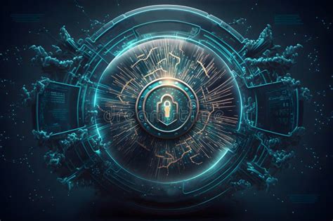 Cybersecurity And Information Or Network Protection Concept Generative Ai Stock Illustration