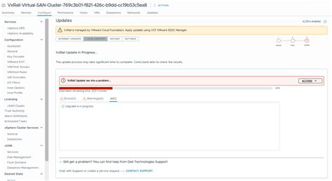 Vcf On Vxrail Cluster Upgrade Retry Fails Using Re Configure Update From Sddc Ui Dell Us