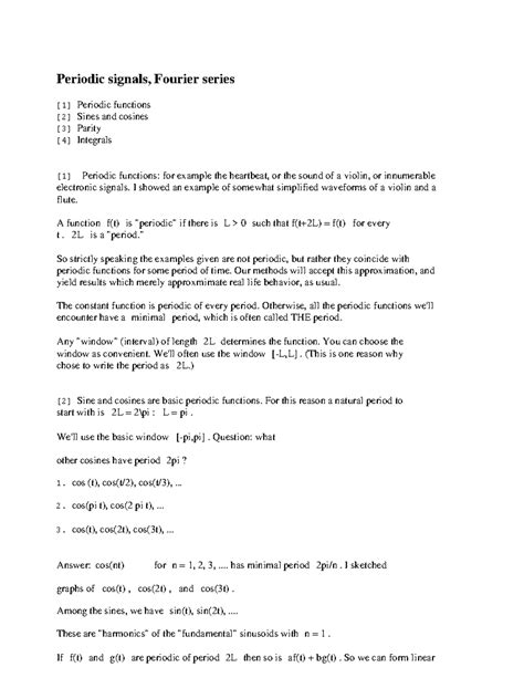 Fourier Series Exponential Response Formula Spring Drive Periodic Signals Fourier Series