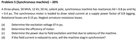 Solved Problem 5 Synchronous Machine 20a Three Phase