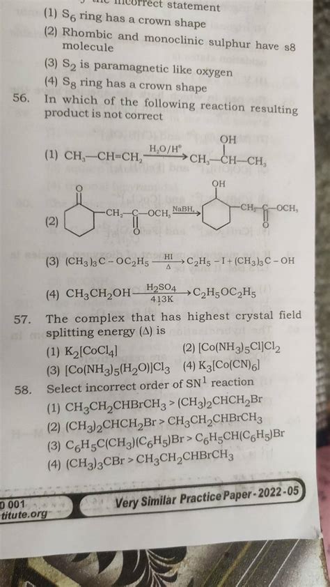 Select Incorrect Order Of Sn1 Reaction Filo