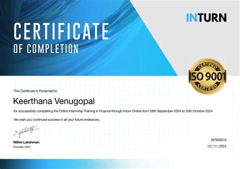 Keerthana Venugopal On Linkedin Finance Internship Completed I