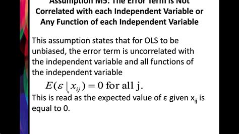 Multiple Linear Regression Assumptions Chapter 6 Youtube