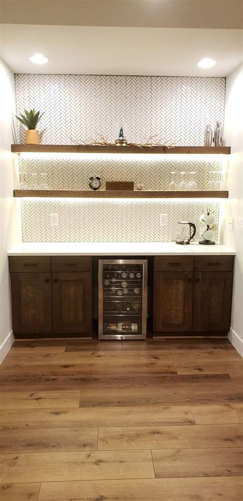 Basement Coffee And Serving Bar With Floating Shelves Home Bar Rooms Basement Dry Bar Ideas