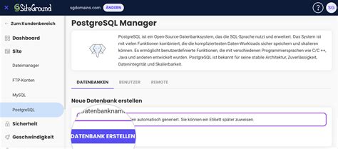 wie verwalte ich meine postgresql datenbank über den postgresql manager