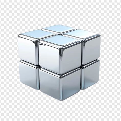 Shiny Metallic Cube Puzzle Blocks Design 3d Render Ai Generated Psd