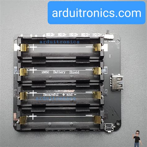 โมดูลชาร์จแบตเตอรี่ 18650 แบบ 4 ก้อน พร้อมช่องจ่ายไฟ Usb Battery Shield