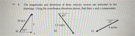Solved The Magnitudes And Directions Of Three Velocity