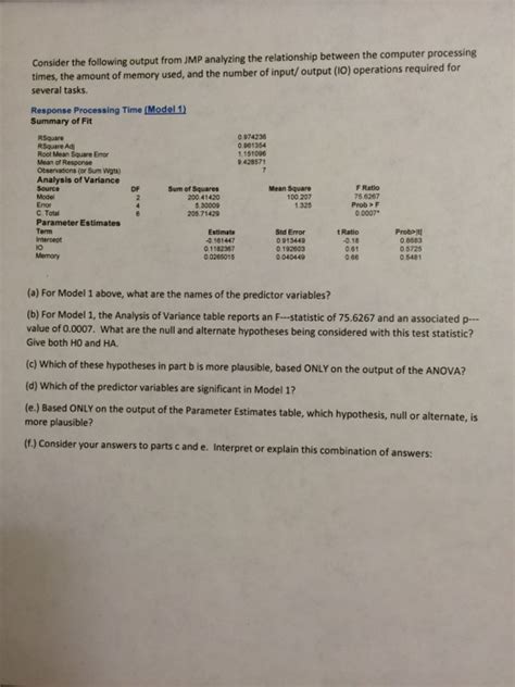 Solved Consider The Following Output From JMP Analyzing The Chegg Com