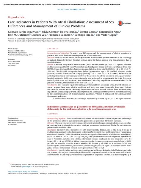 Pdf Care Indicators In Patients With Atrial Fibrillation Assessment