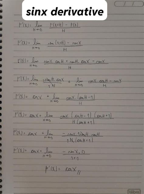Demonstration Of Sinx Derivative Rmathematics