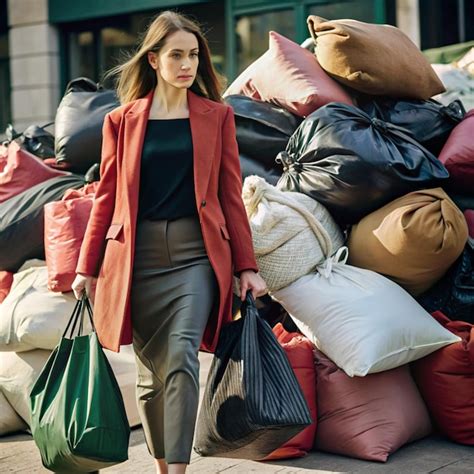 Woman Passing Trough Piles Of Bags Premium Ai Generated Image Woman Passing Trough Piles Of Bags Premium Ai Generated Image